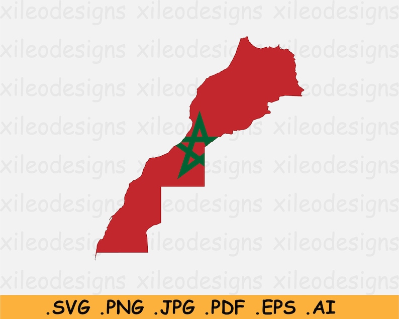 Morocco Map Flag SVG Moroccan SVG Cricut Cut File Country - Etsy