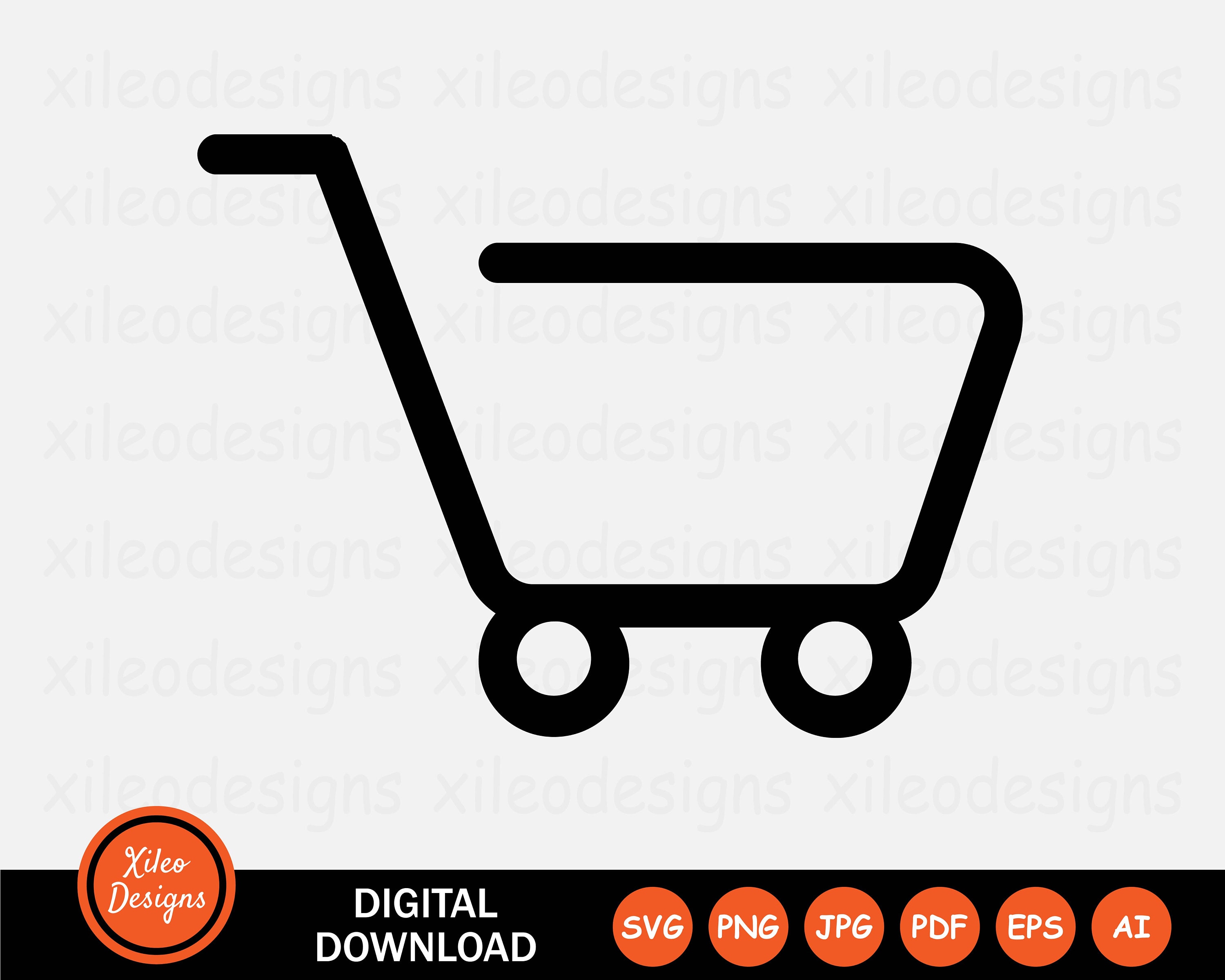 Shopping Cart Line Icon SVG Trolley Check Out Store Buy Graphic Vector ...