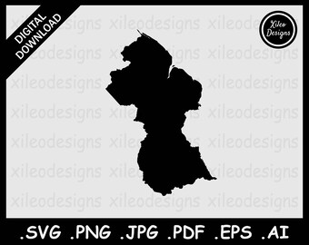 Guyana Flag Transparent Outline Svg Png Dxf Eps Pdf Vector - Etsy