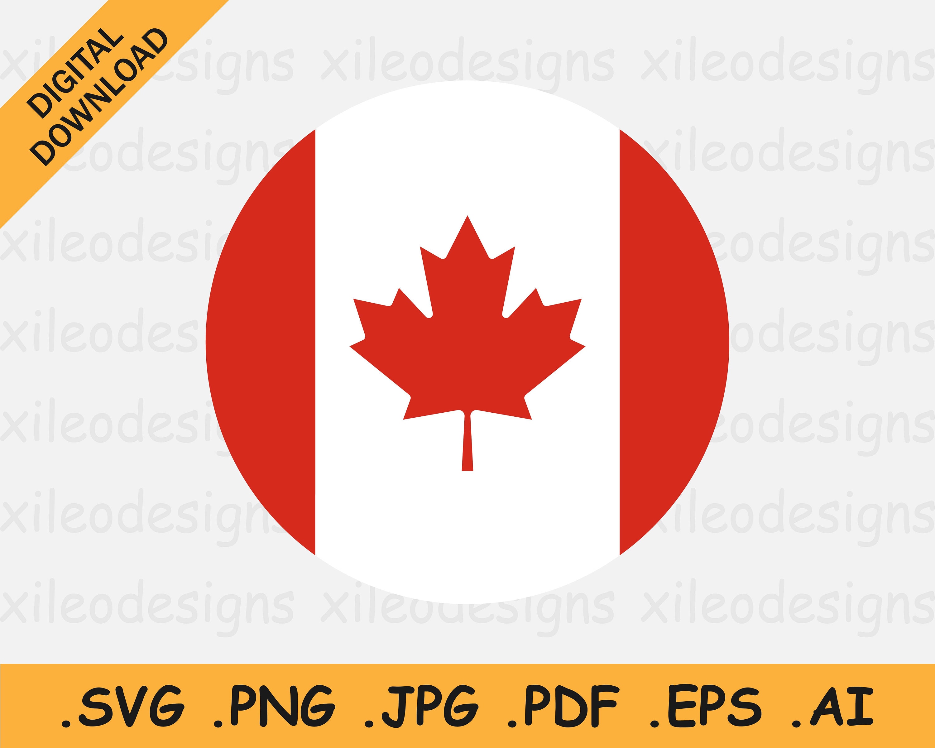 Canada Round Flag SVG Canadian Circle Banner National - Etsy UK