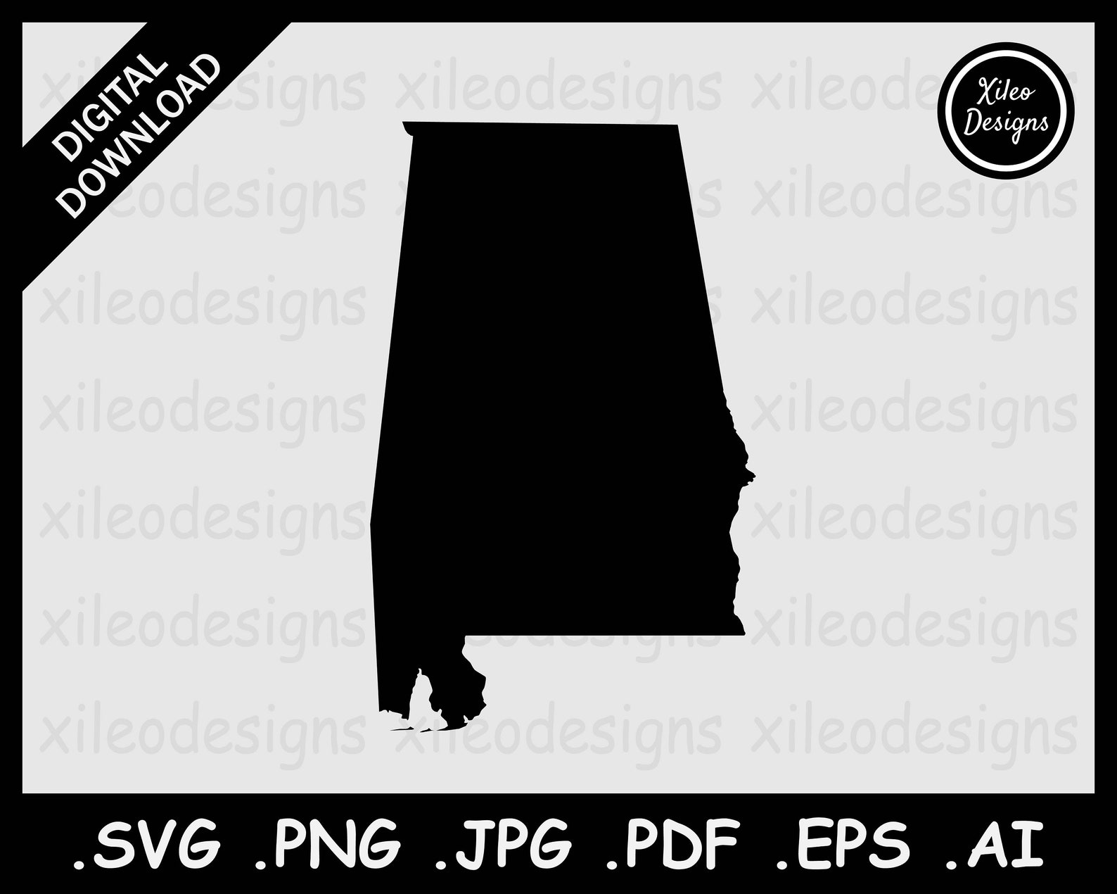 Alabama Map SVG AL USA State Boundary Border Alabamian - Etsy