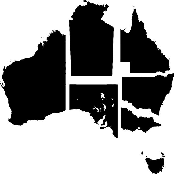 6 Australian Australia AUS Map Maps Solid Black Silhouette | Etsy Australia