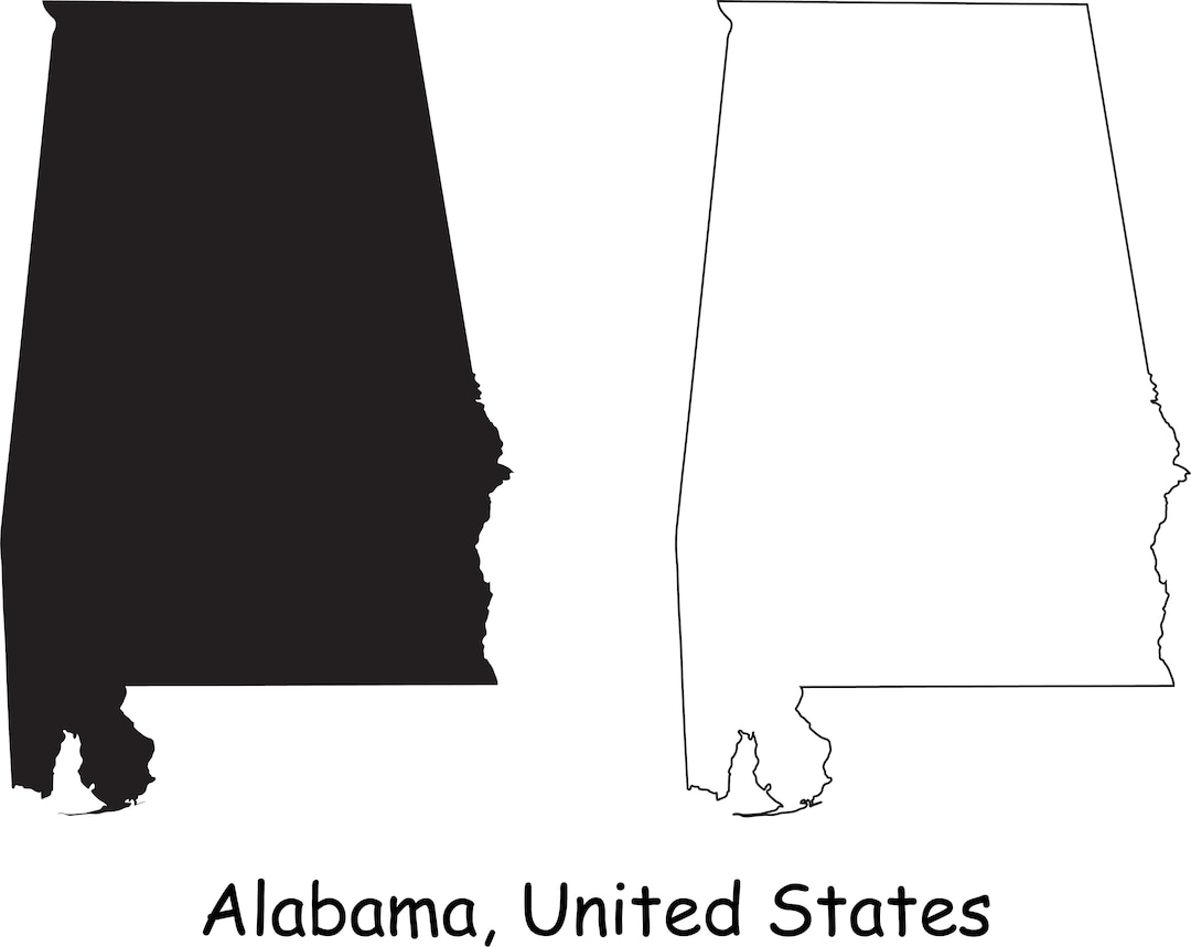 Alabama Map SVG - AL USA United States of America Us, Black Outline ...