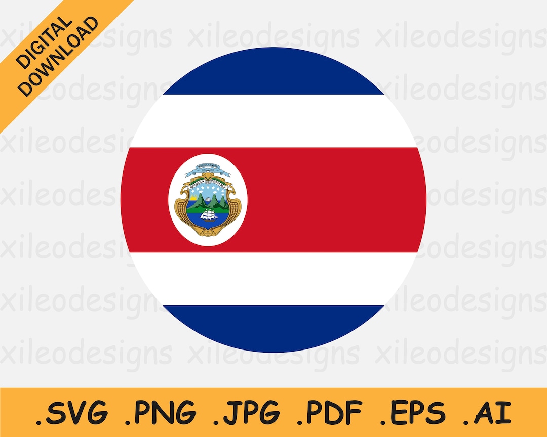 Costa Rica Round Flag SVG - Costa Rican Circular Banner, National ...