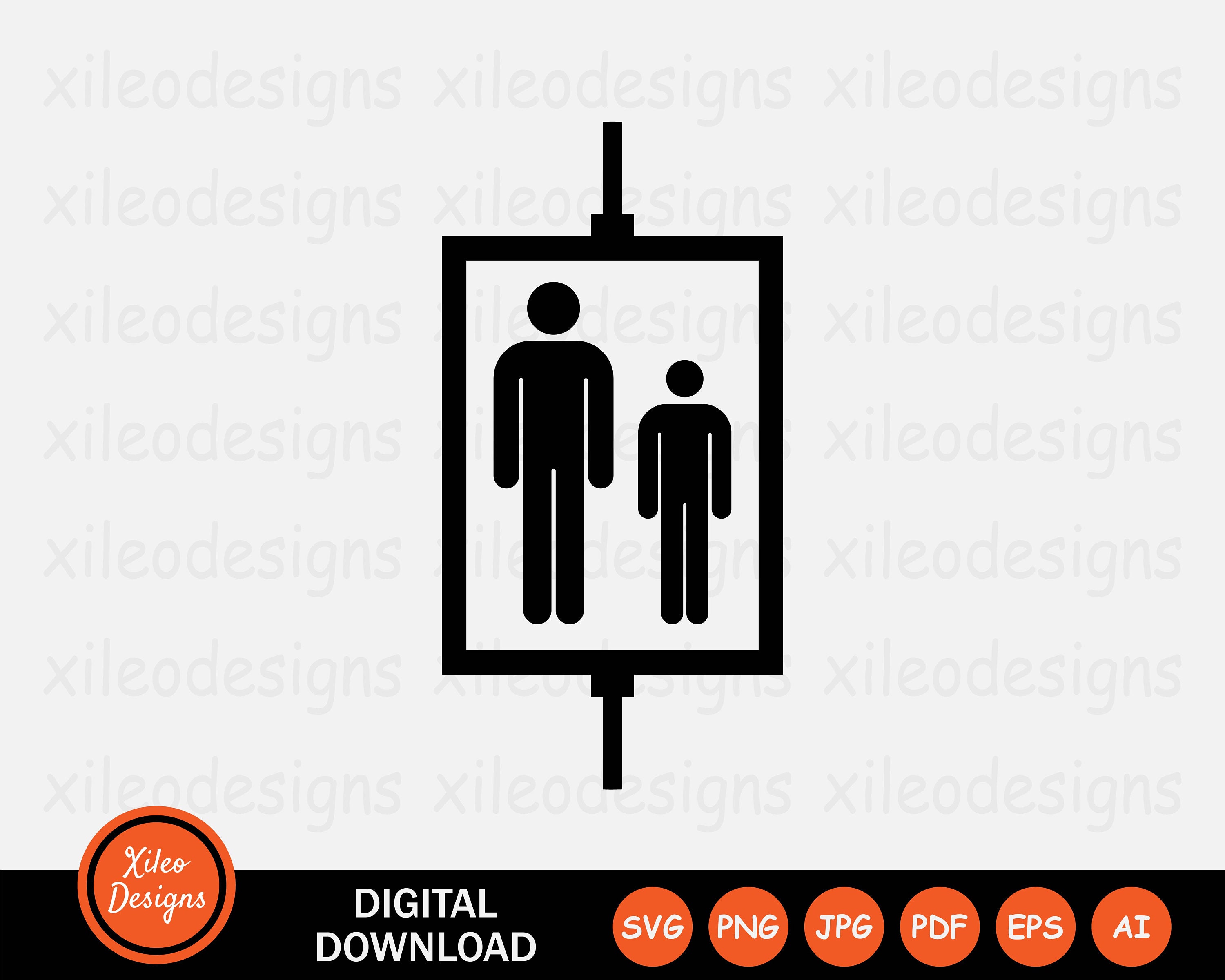 Elevator Icon SVG - Lift Man Stick Figure up Down Person People Icon ...