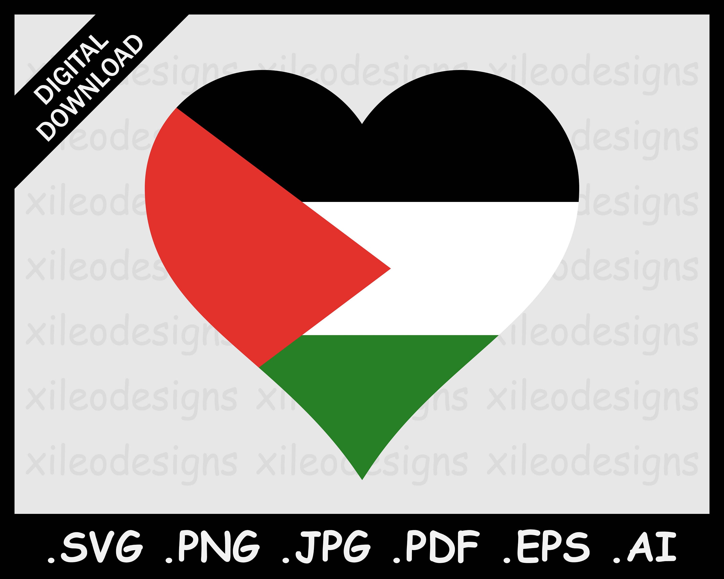 Palestine Heart Flag SVG Palestinian Love Shape Country - Etsy