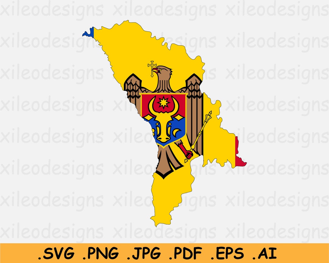 Moldova Map Flag SVG, Moldovan Digital Download, Country Nation ...