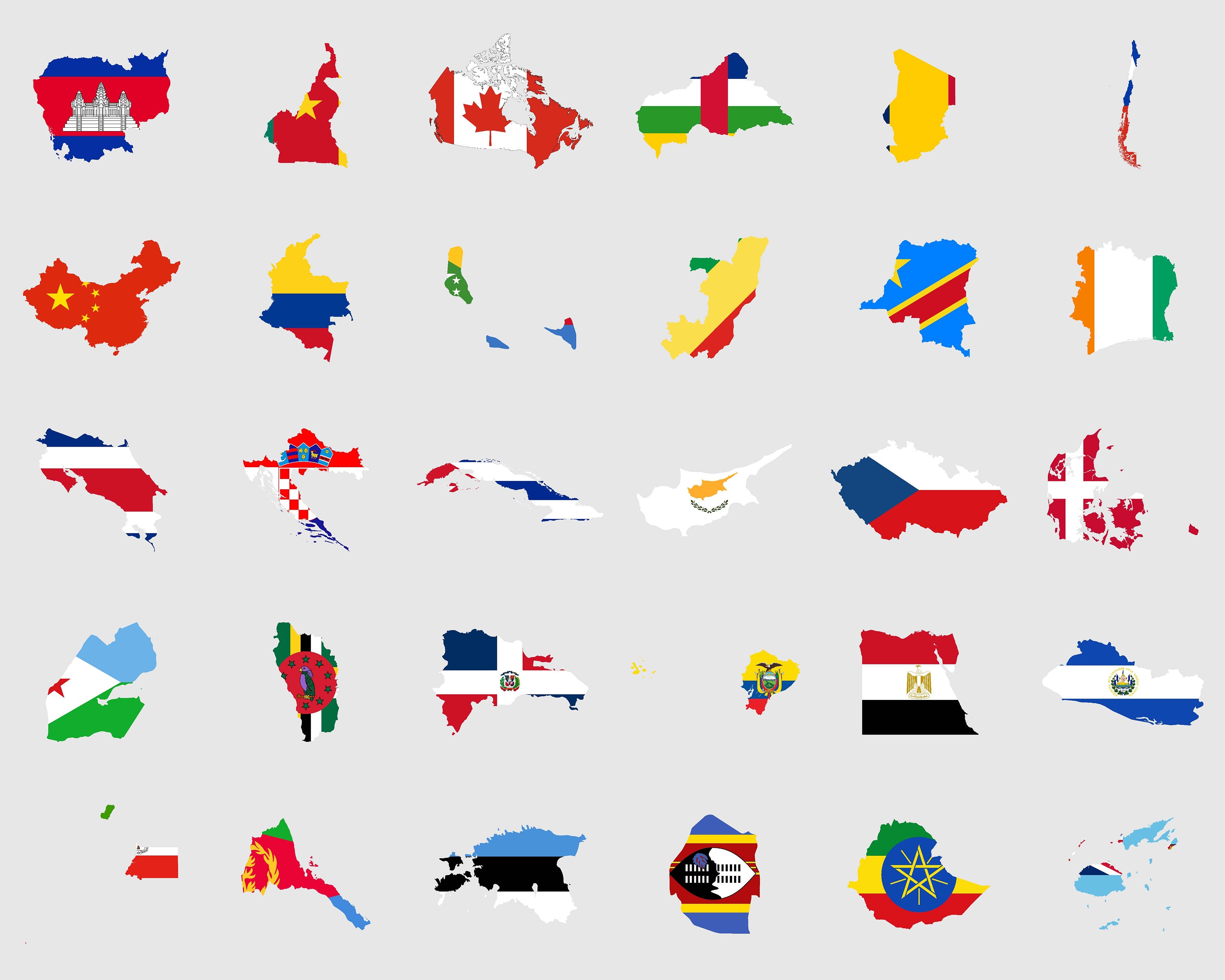 Individual World Countries Map Flags SVG Nation National | Etsy