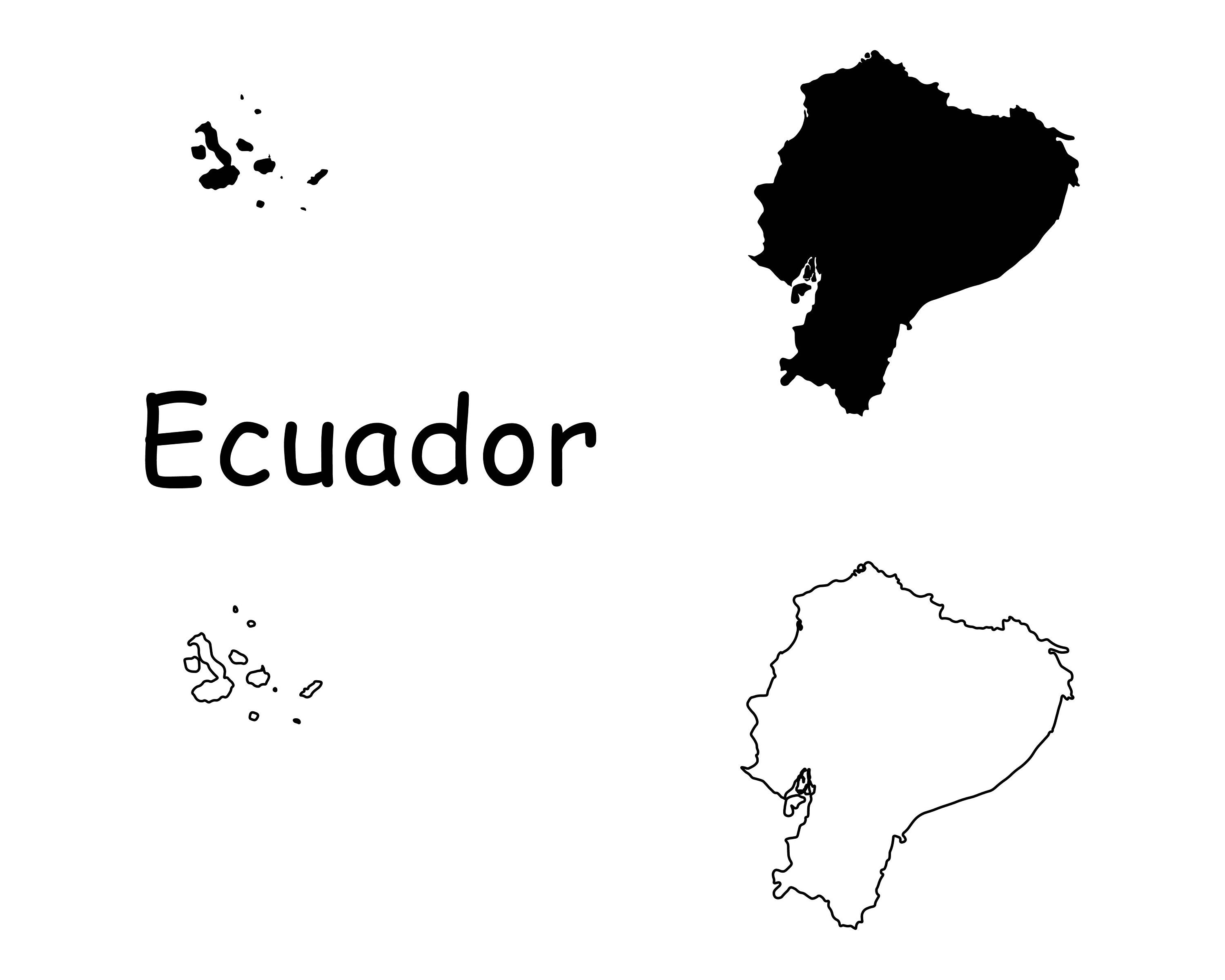 Map of Ecuador, Ecuador Map, Black and White Detailed Solid Map of Ecuador, Ecuador Map, Black and White Detailed Solid