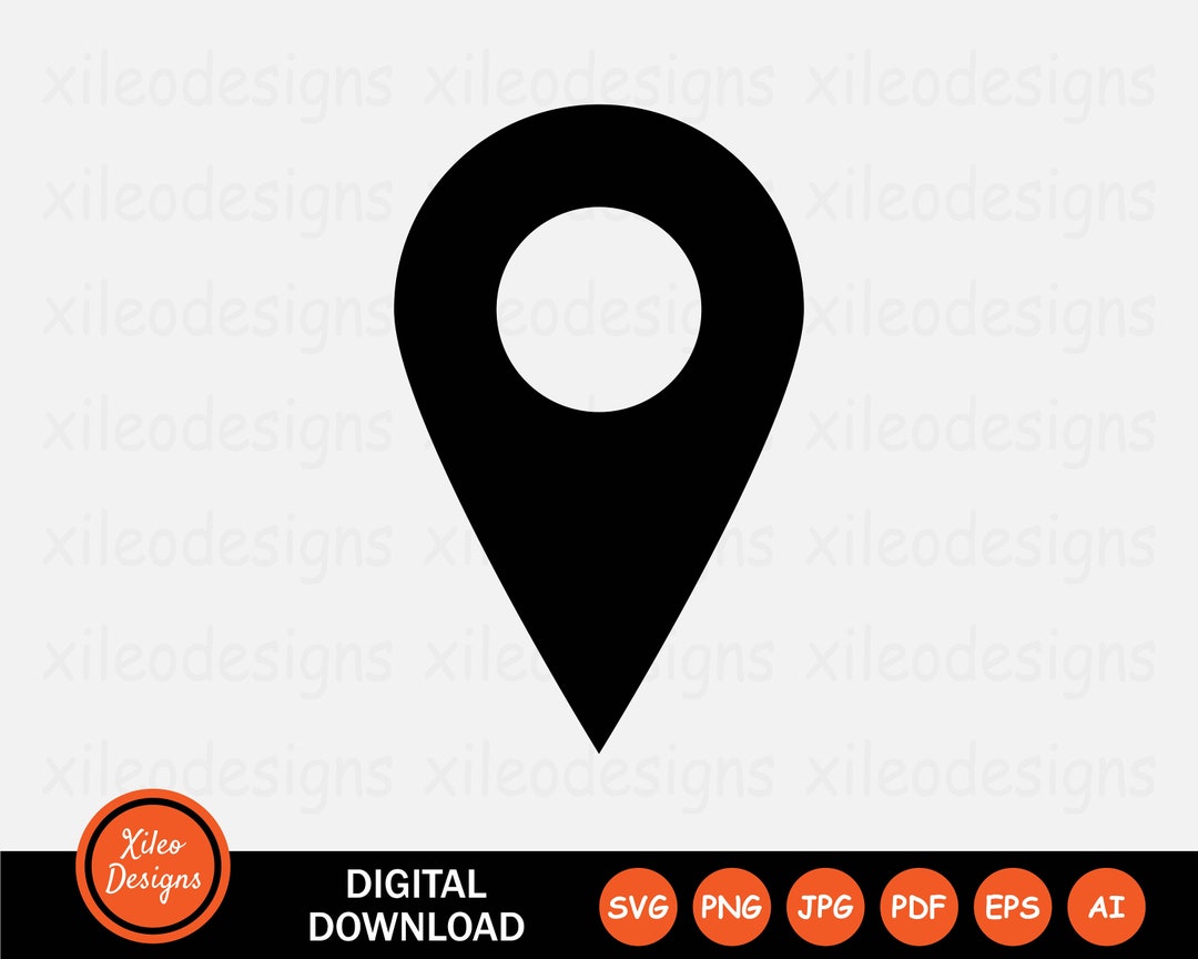 Location Pin Icon SVG Map Marker GPS Navigation Travel Digital Download ...