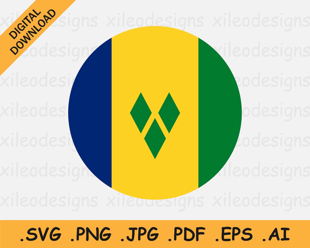 St. Vincent and the Grenadines Round Flag SVG - National Circular ...