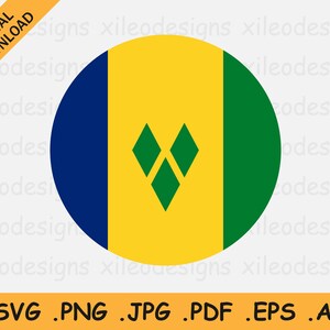 St. Vincent and the Grenadines Round Flag SVG - National Circular ...