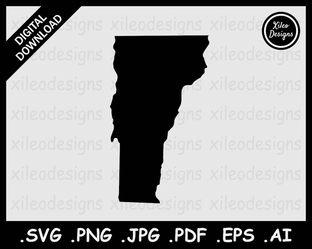 Vermont Map SVG, VT USA State Boundary Border, Vermonter United States ...