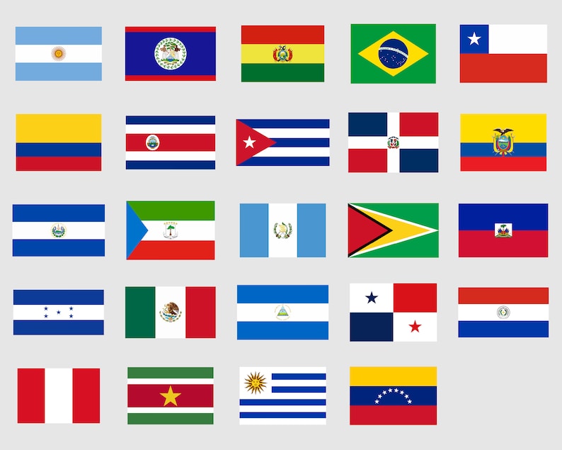 Latin America Country Flags SVG Bundle Set Countries Nation | Etsy