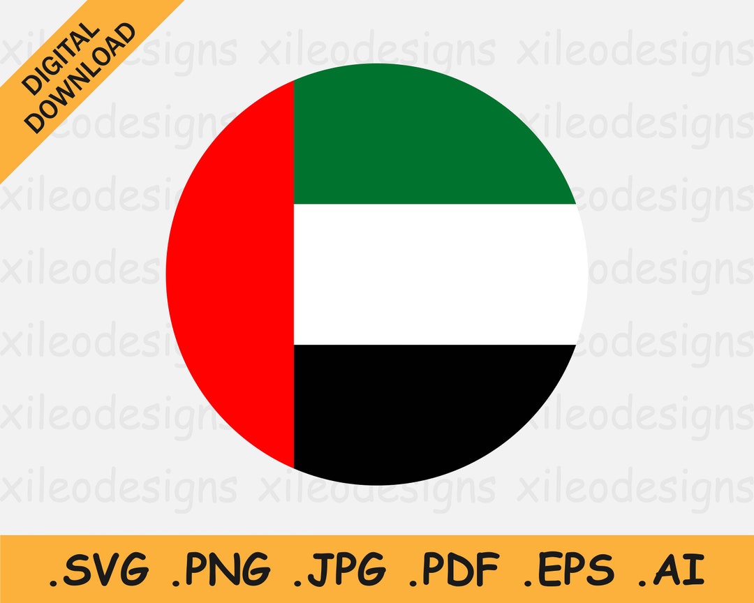 UAE Round Flag SVG, United Arab Emirates Circular Banner, National ...