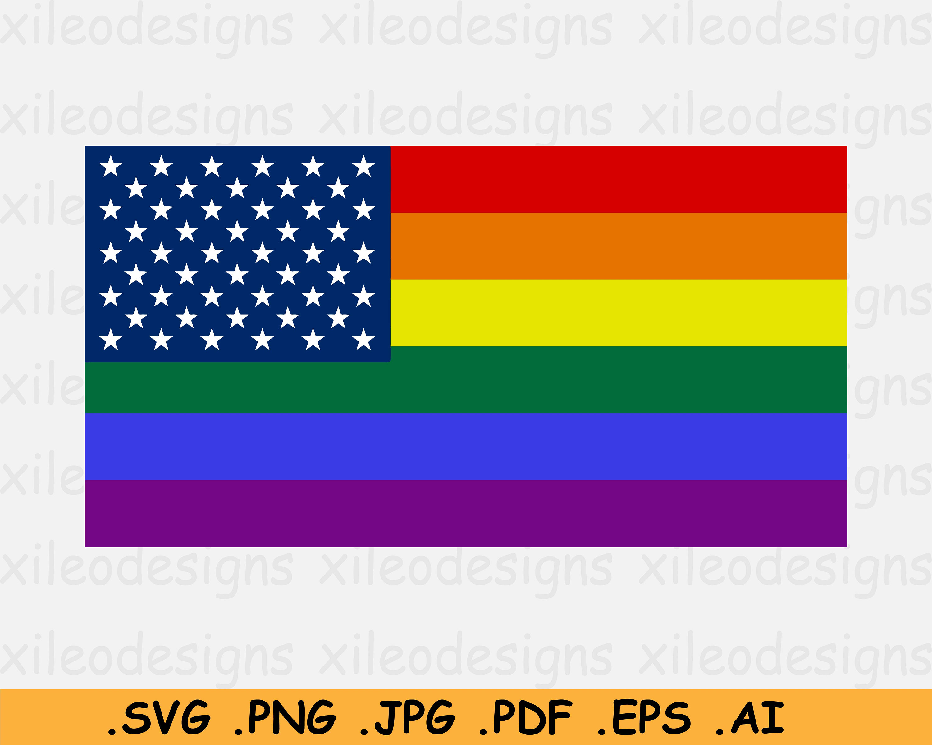 USA Rainbow Flag U.S American LGBTQ Gay Pride Sign Symbol - Etsy