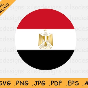 Egypt Round Flag SVG, Egyptian Circular Banner, National Circle Button ...