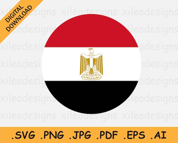 Egypt Round Flag SVG Egyptian Circular Banner National | Etsy Canada