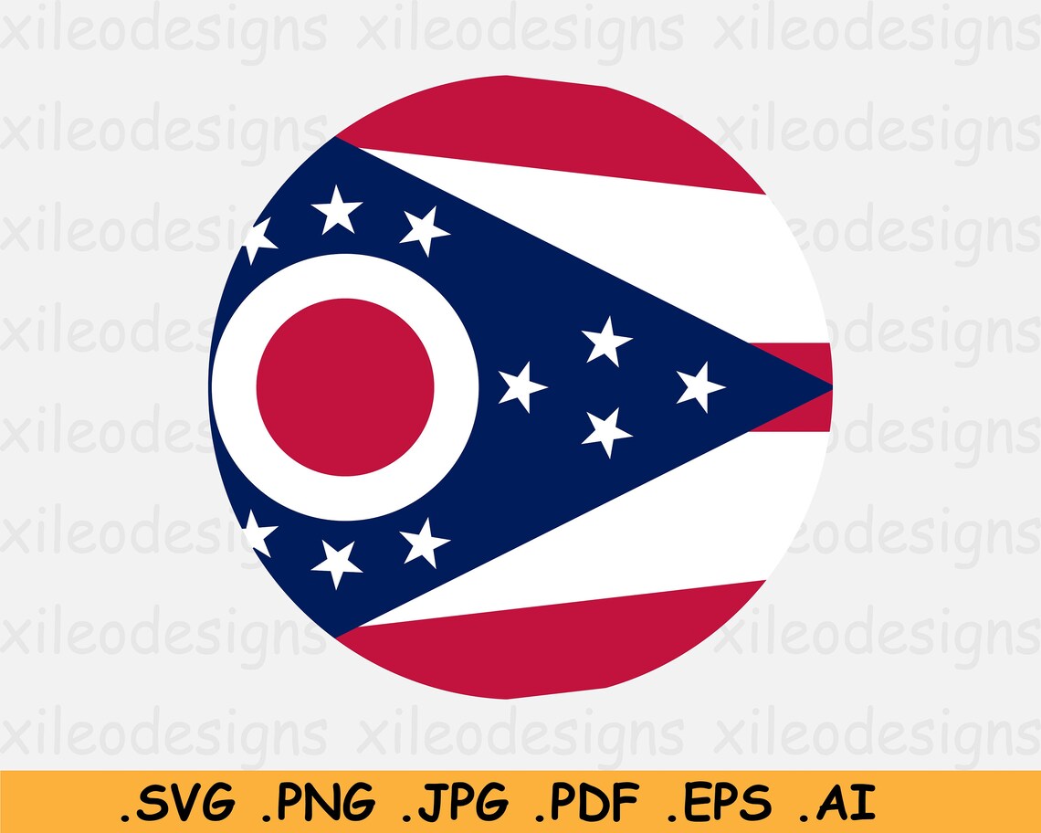 Ohio Round Flag SVG OH USA Circular Circle State Banner | Etsy