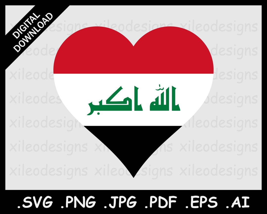 Iraq Heart Flag SVG, Iraqi Love Shape Banner, National Nation Country ...
