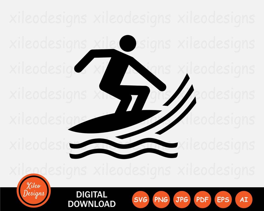 Surfing Icon SVG - Surf Boarding Board Surfer Water Sports Activity ...