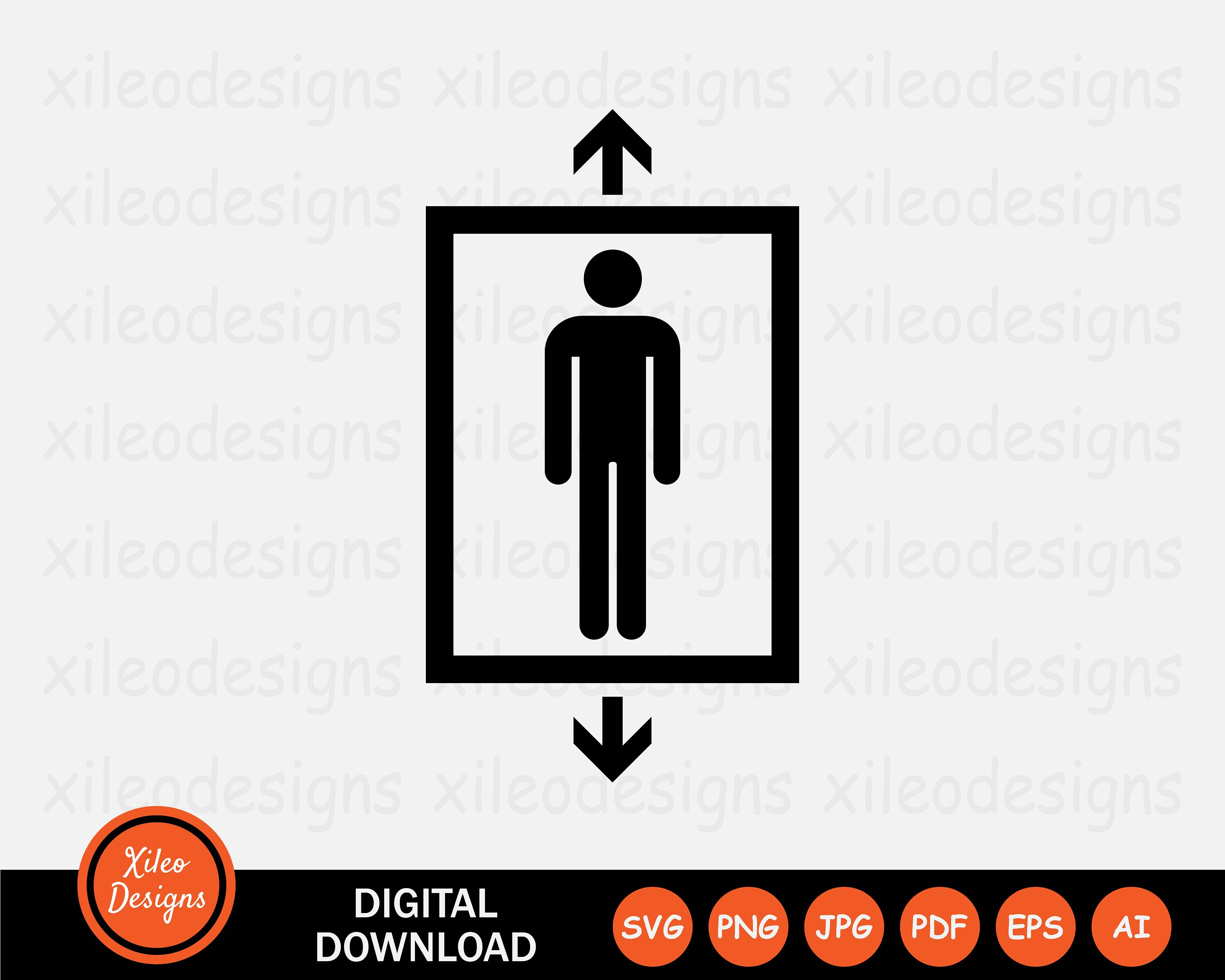 Elevator Icon SVG Lift Arrow up Down Man Person Stick Figure Vector ...