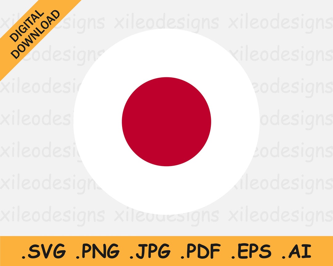 Japan Round Flag SVG, Japanese Circular Banner, National Circle Button ...