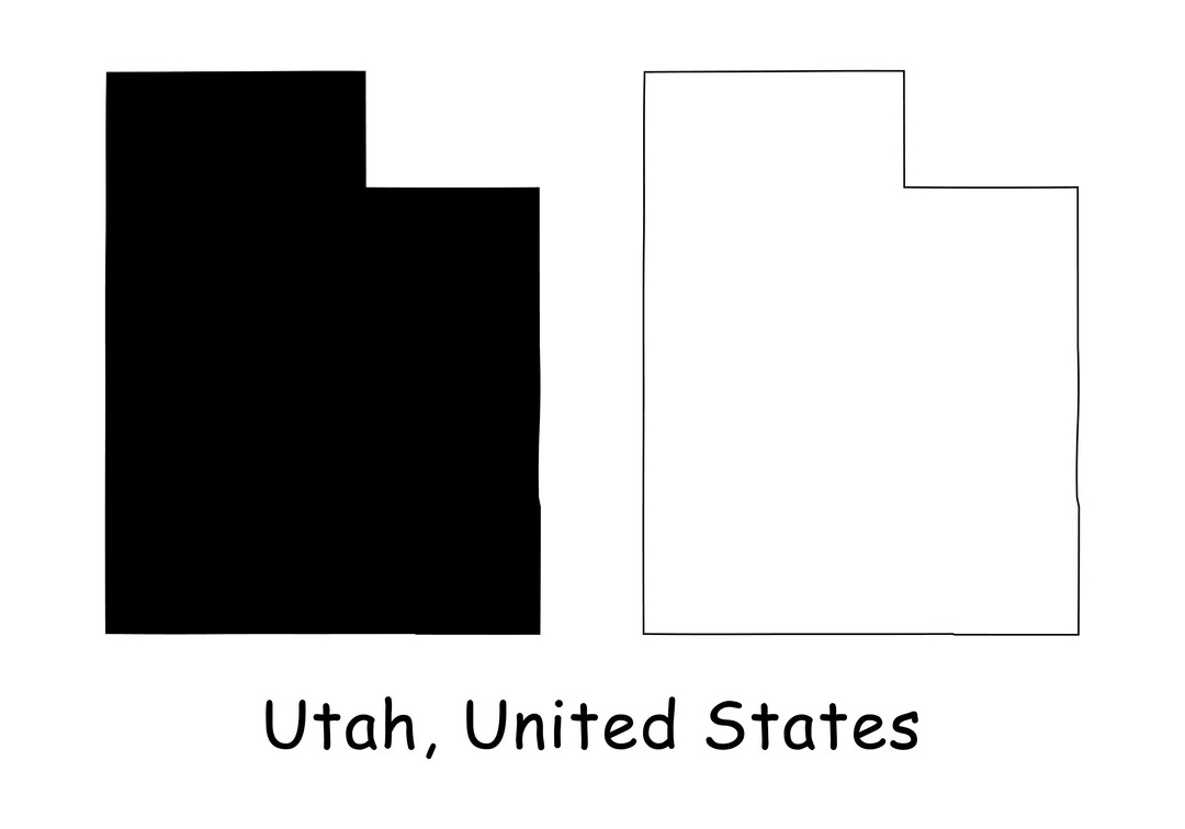 Utah Map SVG - UT USA United States of America Us, Black and White ...