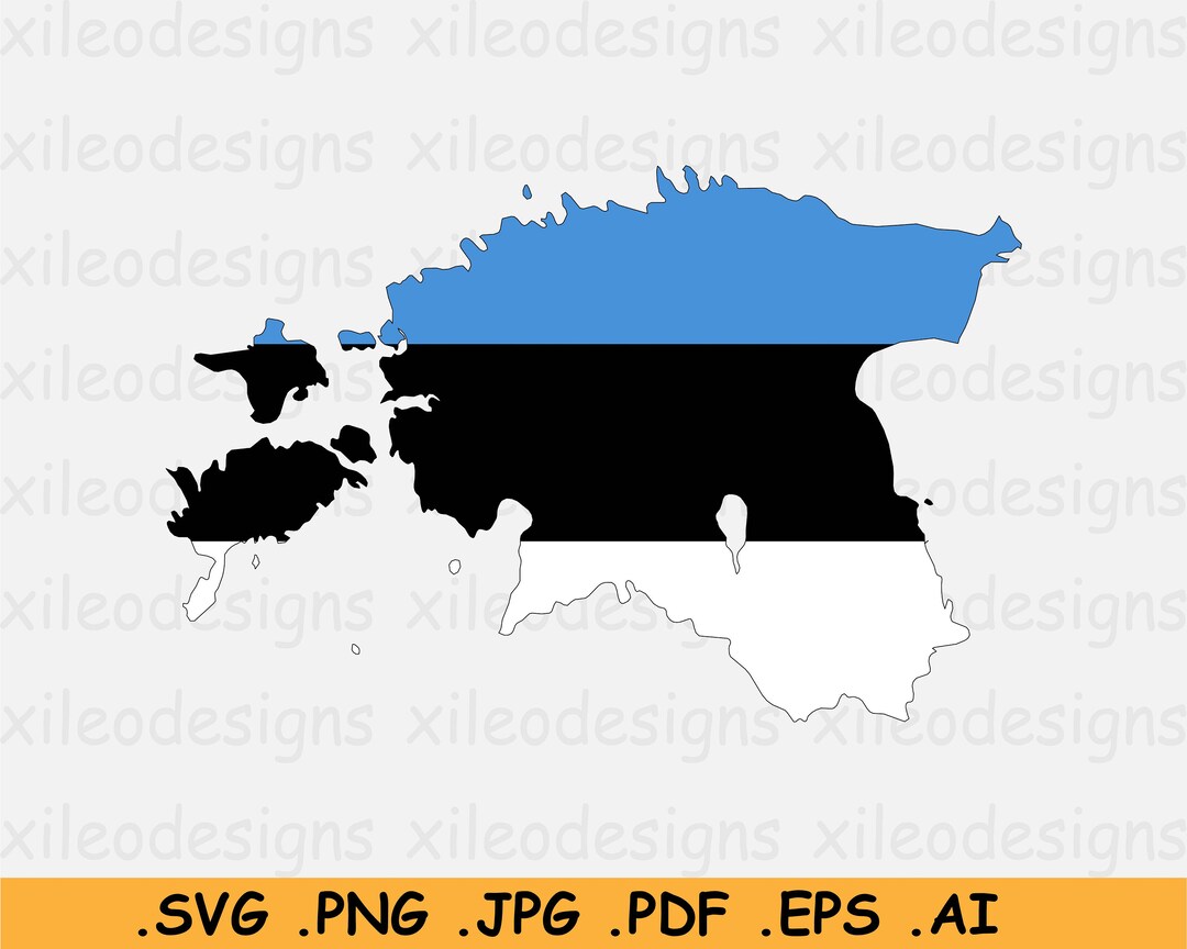 Estonia Flag Map SVG, Estonian SVG Cricut Cut File, Country Nation ...
