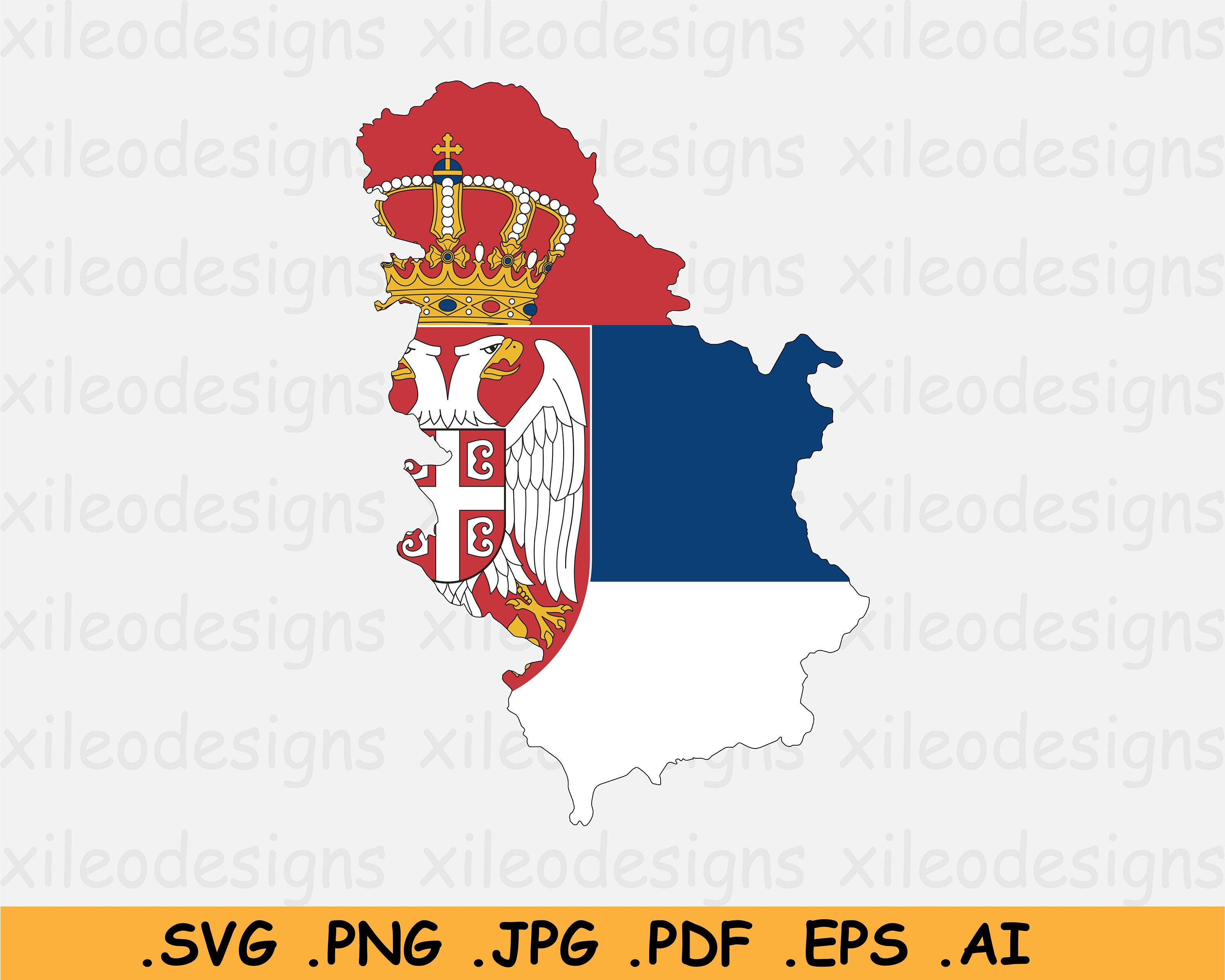 Serbia Map Flag SVG Serbian Flag Map SVG Country Nation - Etsy UK