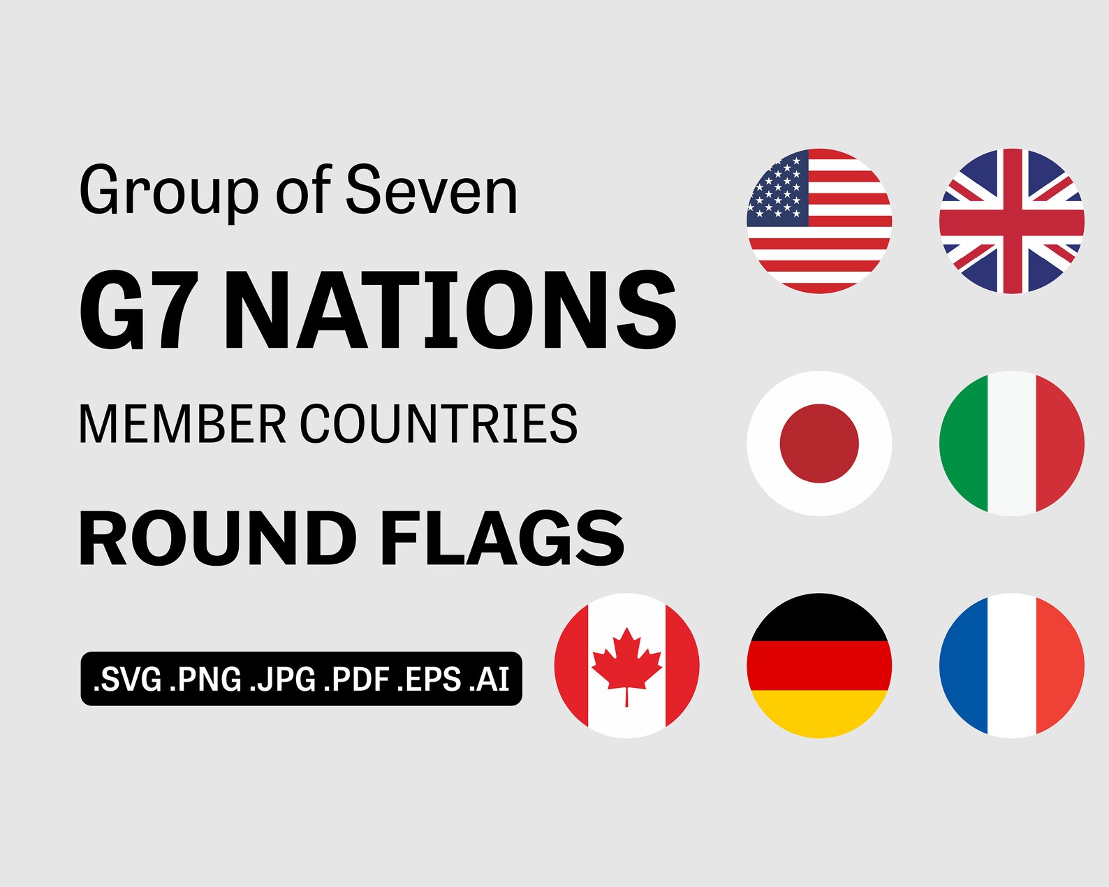 G7 Member Countries Round Flags SVG Bundle Set G7 Country | Etsy