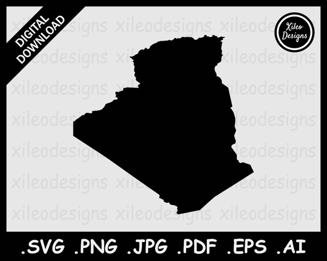 Algeria Map SVG, Algerian Country National Border Boundary Map, Black ...
