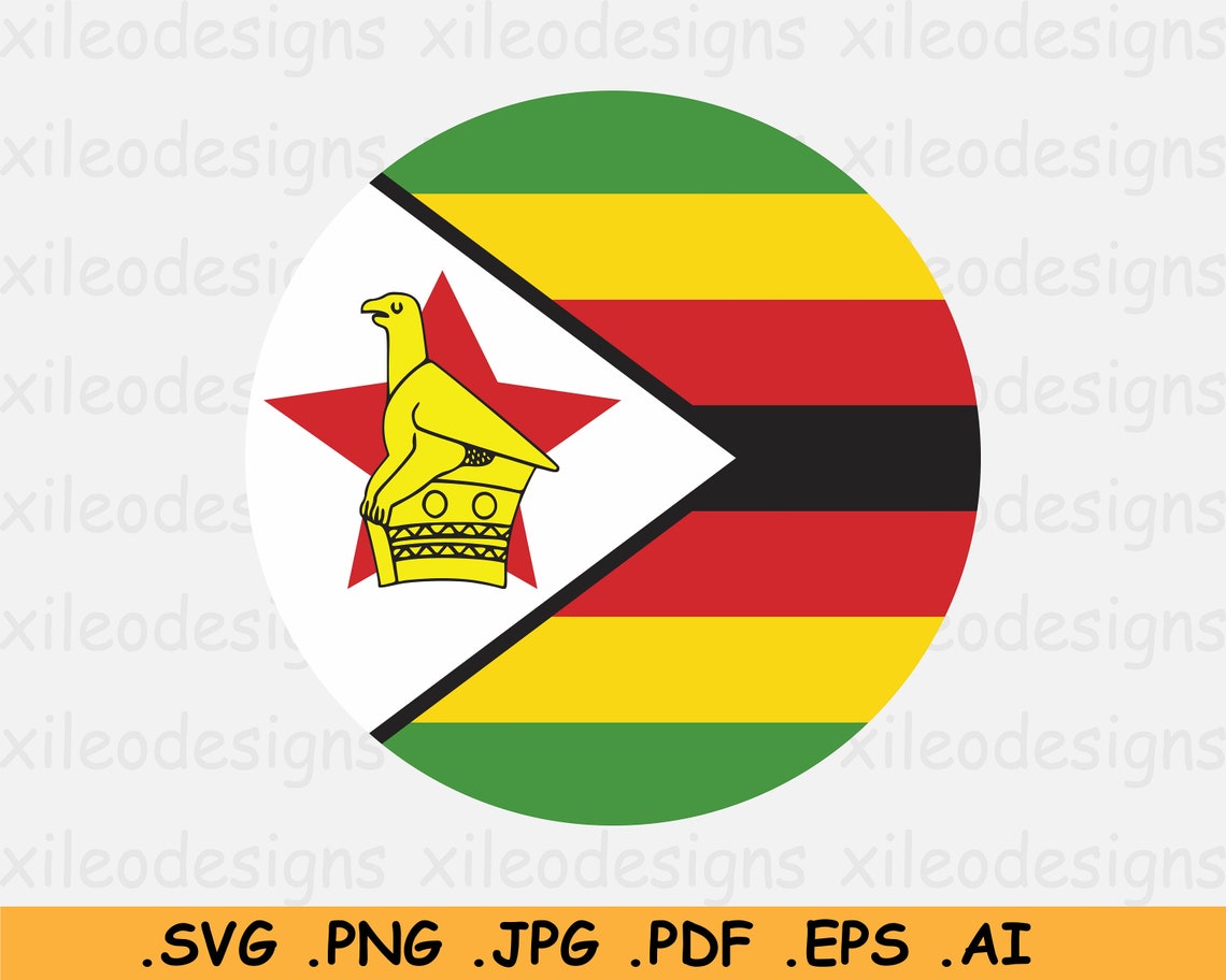 Zimbabwe Round Flag SVG Zimbabwean Circular Banner National | Etsy