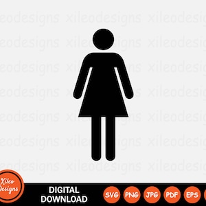 Woman Icon SVG - Girl Lady Female Toilet Bathroom Restroom Standing ...