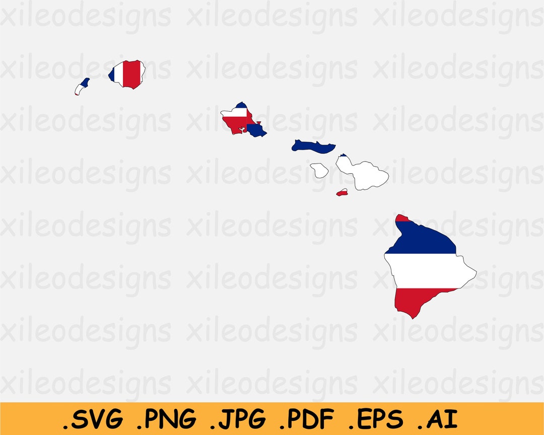 Hawaii Flag Map SVG, Hawaiian HI USA State Border Boundary Shape ...