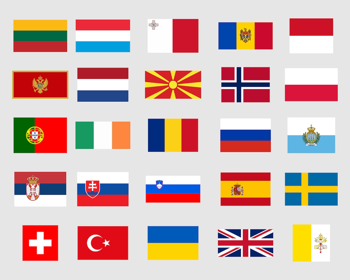 Europa Landen Vlaggen SVG Bundel Set Europese Land Vlag - Etsy België