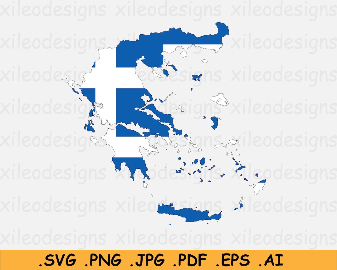 Greece Flag Map SVG - Greek SVG Cricut Cut File, Country Nation ...