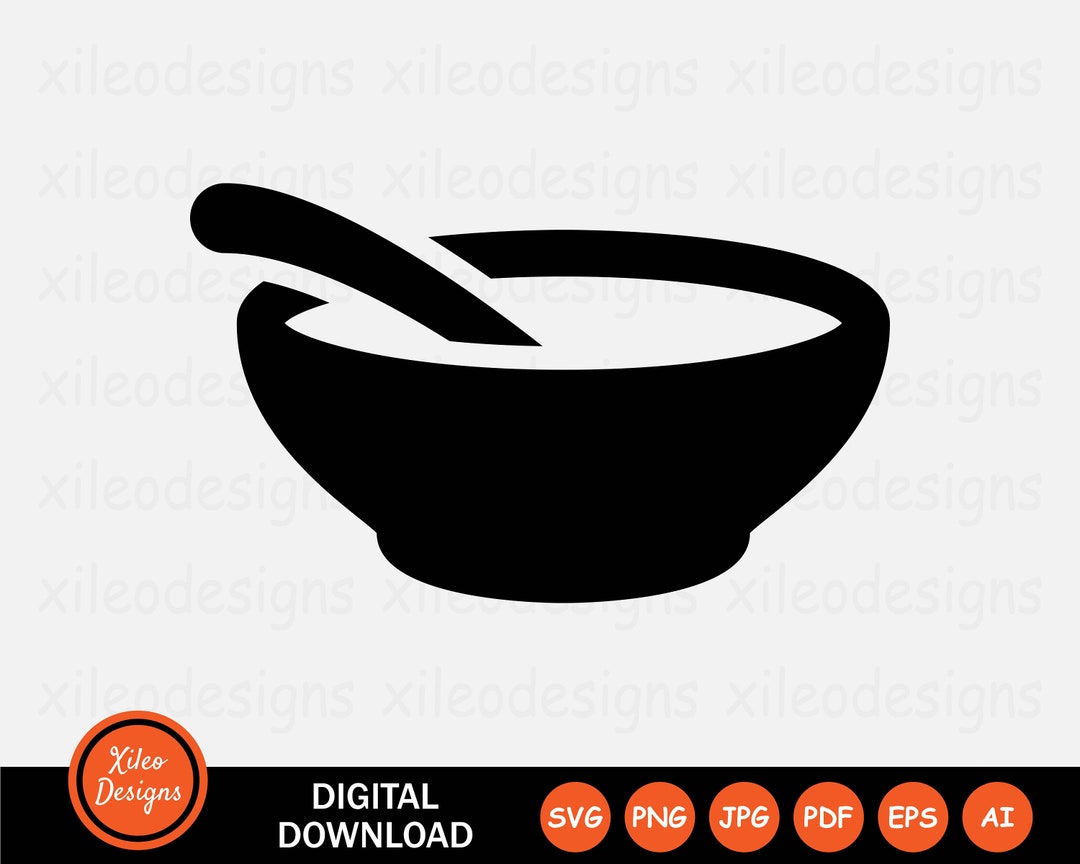 Food Bowl Icon SVG Soup Cereal Meal Dish Spoon Dinner Png Jpg Eps Ai ...