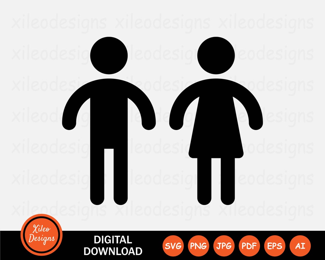 Boy Girl Icon SVG Male Female Man Woman Children Kids Digital Download ...