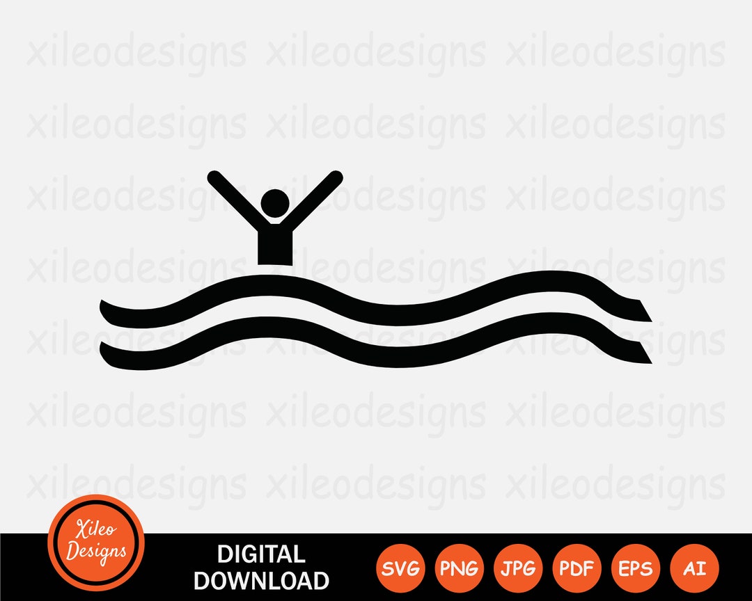 Drowning Icon SVG - Drown Person Calling for Help Rescue Water Sea ...