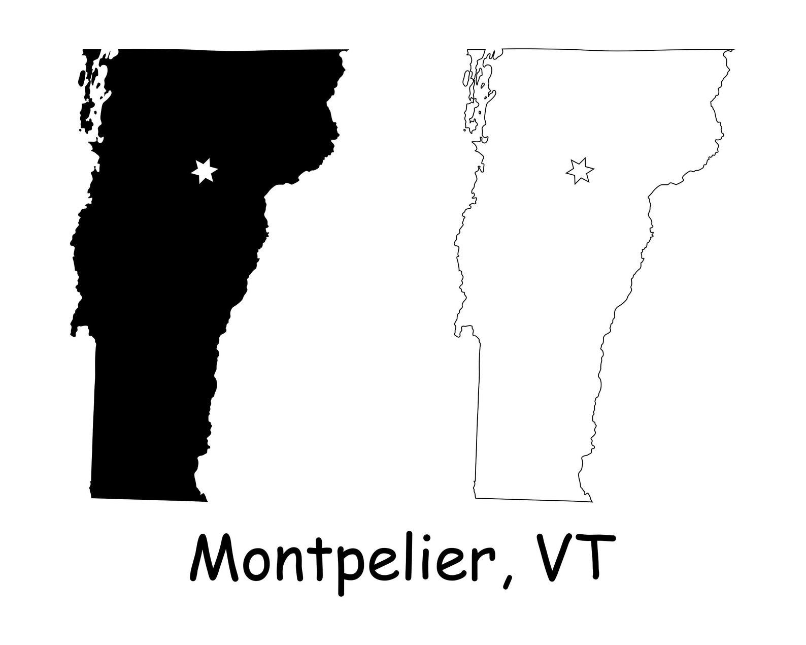 Montpelier Vermont VT Capital City Location on a State Map USA Vector ...