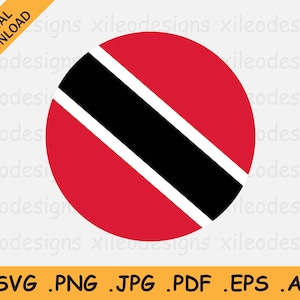 Trinidad and Tobago Round Flag SVG, National Circular Circle Button ...
