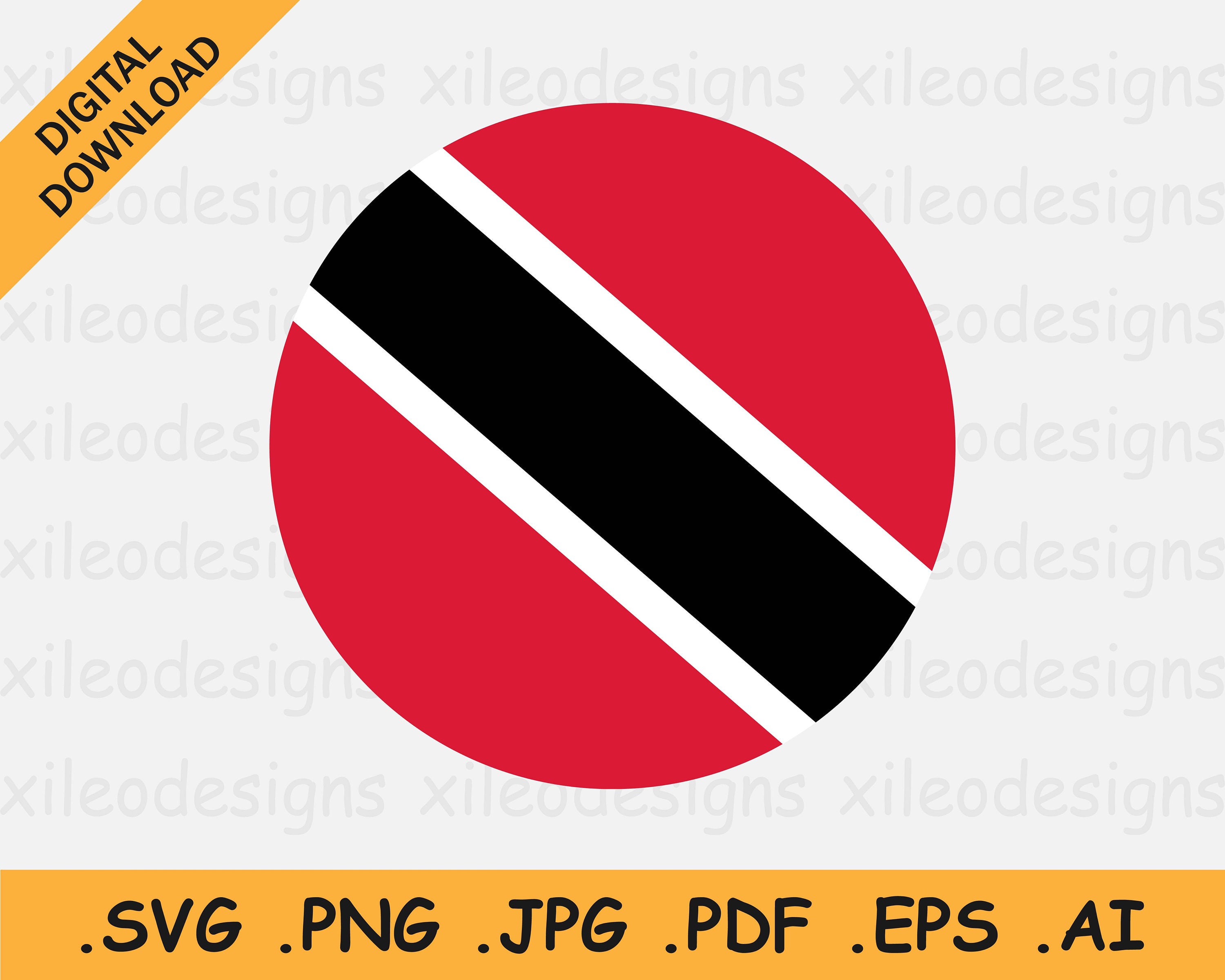 Trinidad and Tobago Round Flag SVG, National Circular Circle Button ...