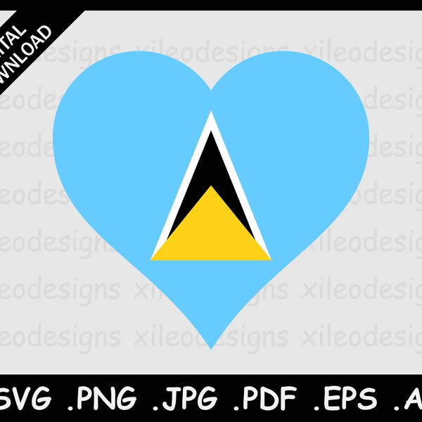 St Lucia Heart Svg - Etsy