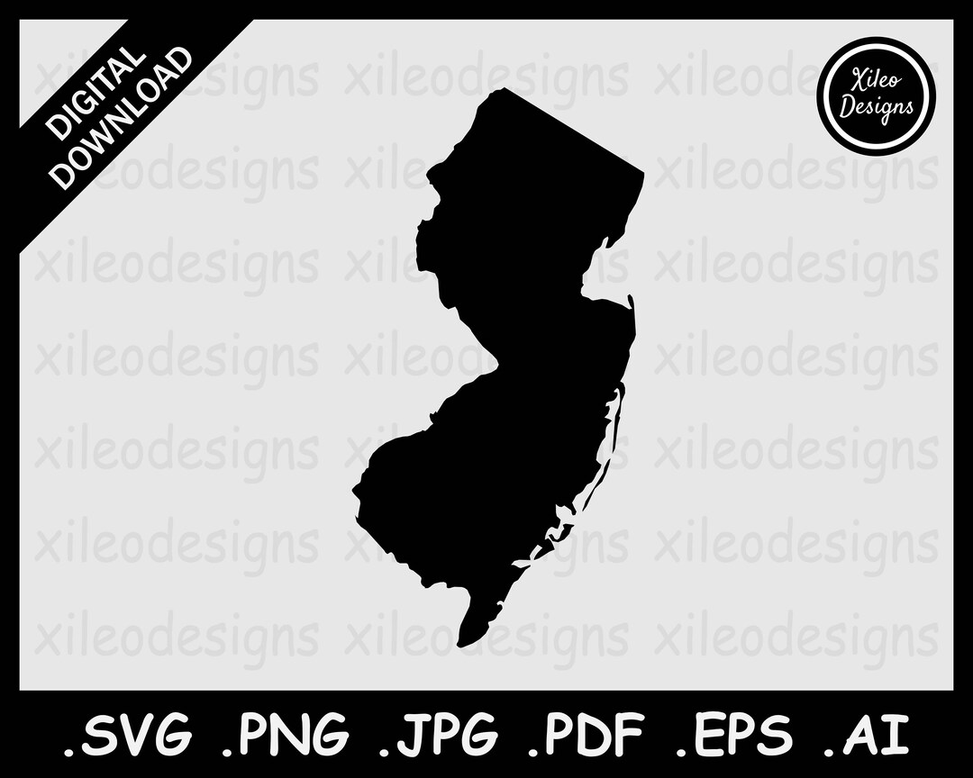 New Jersey Map SVG, NJ USA State Boundary Border, New Jerseyan United ...