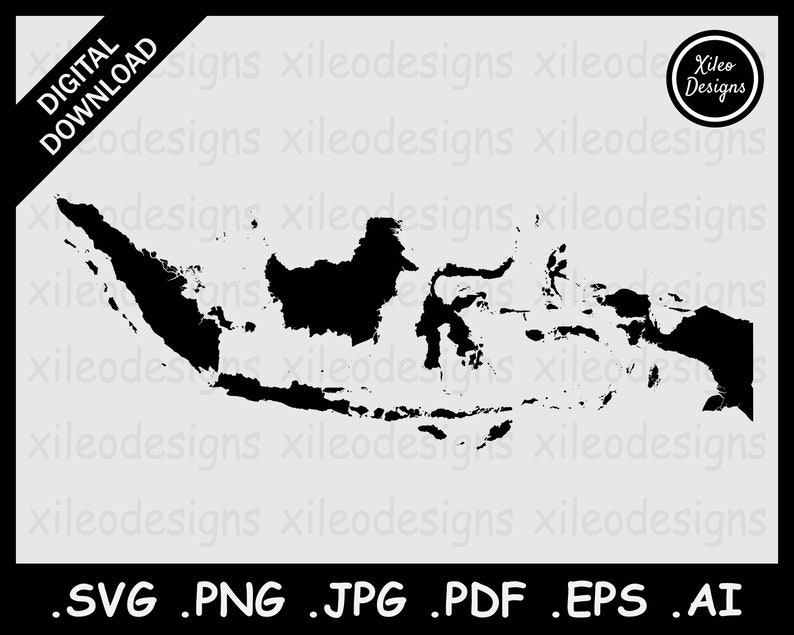 Indonesia Map SVG Indonesian Country National Border - Etsy
