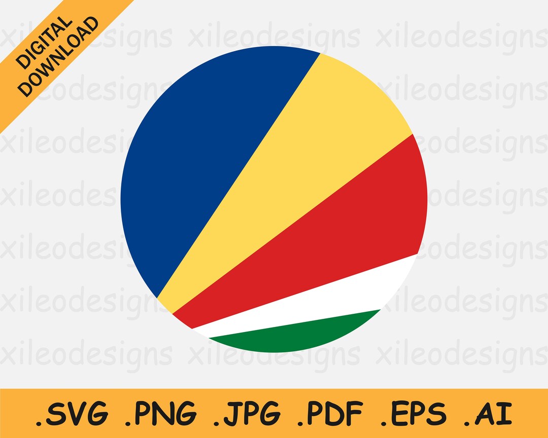 Seychelles Round Flag SVG - Seychellois Circular Banner, National ...