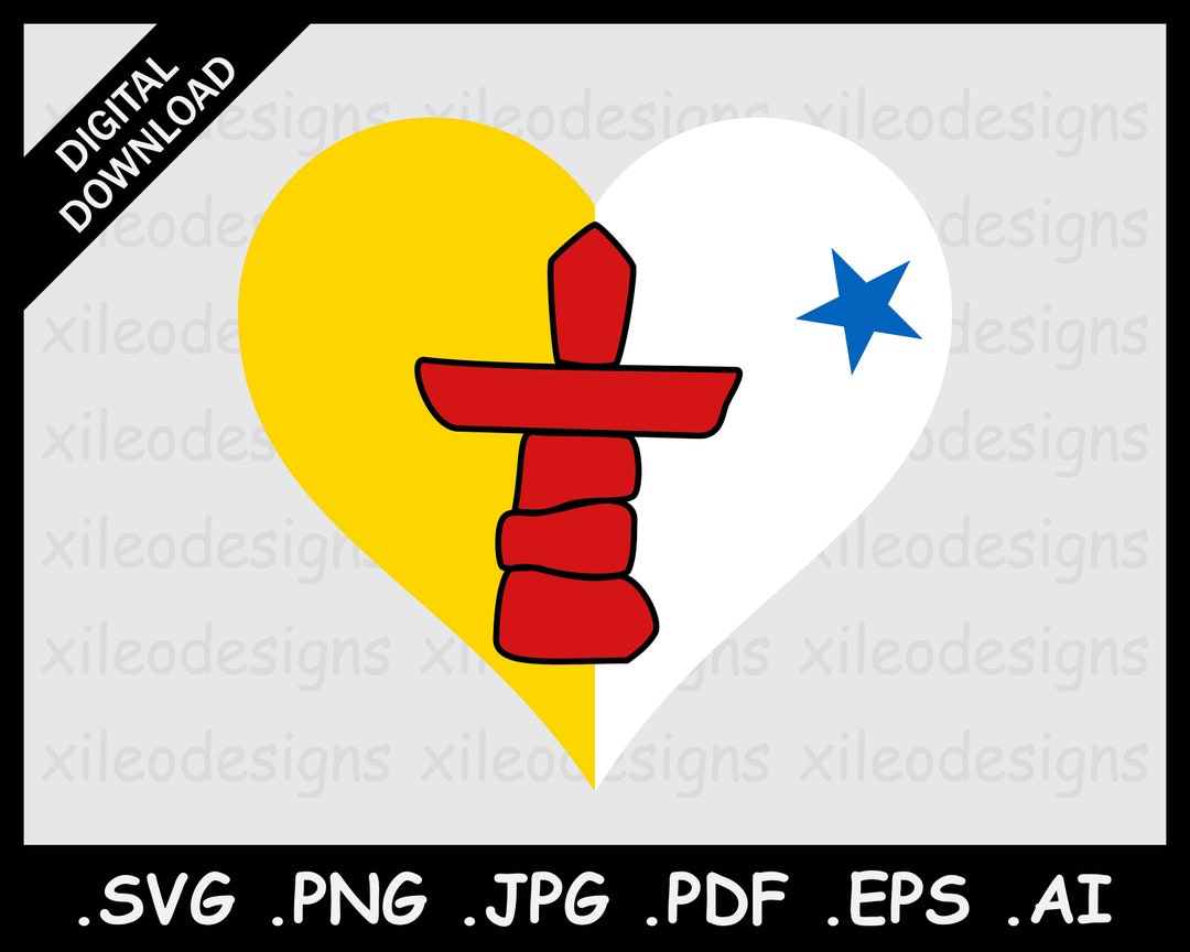 Nunavut Canada Heart Flag SVG, NU Canadian Territory Love Shape Flag ...