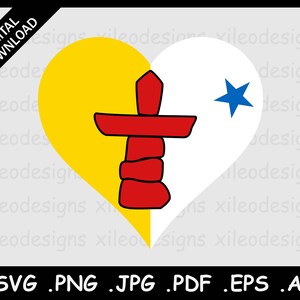 Nunavut Canada Heart Flag SVG, NU Canadian Territory Love Shape Flag ...
