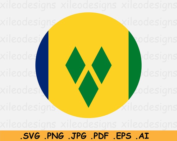 St. Vincent and the Grenadines Round Flag SVG National | Etsy